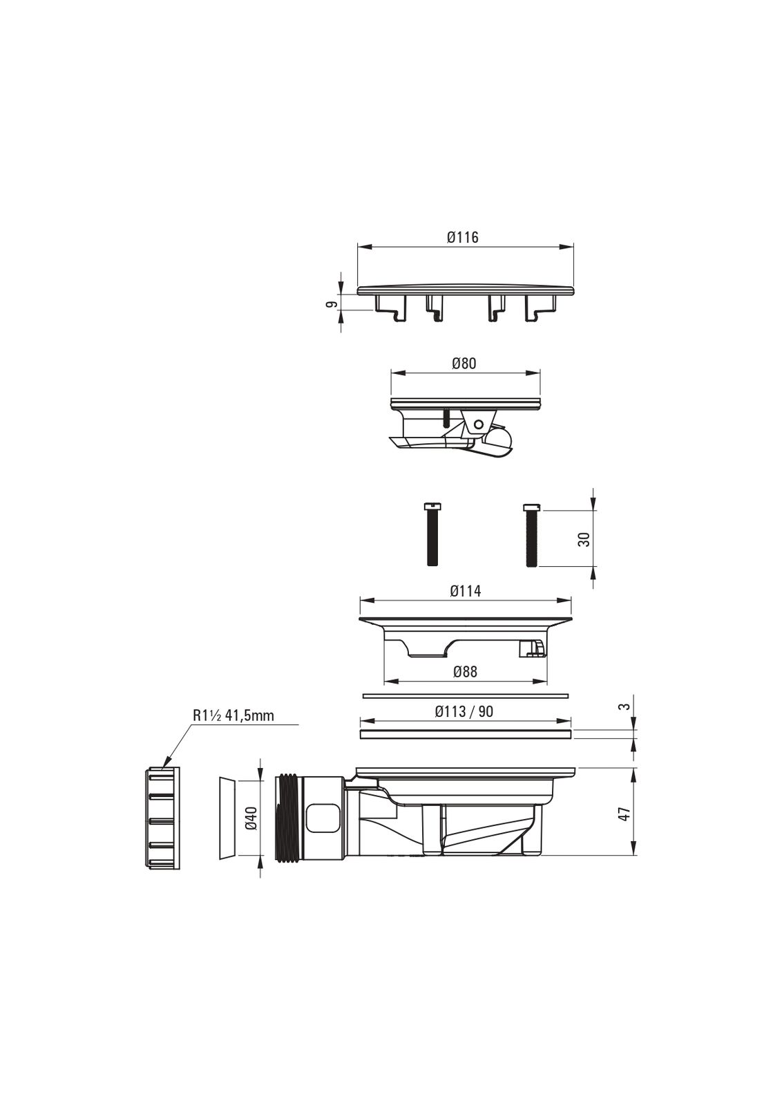 Easy-Clean Duschwannensiphon Ablaufgarnitur in Chrom-Optik | Stabilo ...
